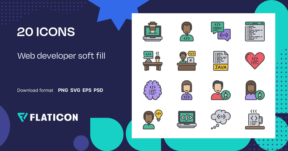 Web developer soft fill Icon Pack | Color lineal-color | 20 .SVG Icons