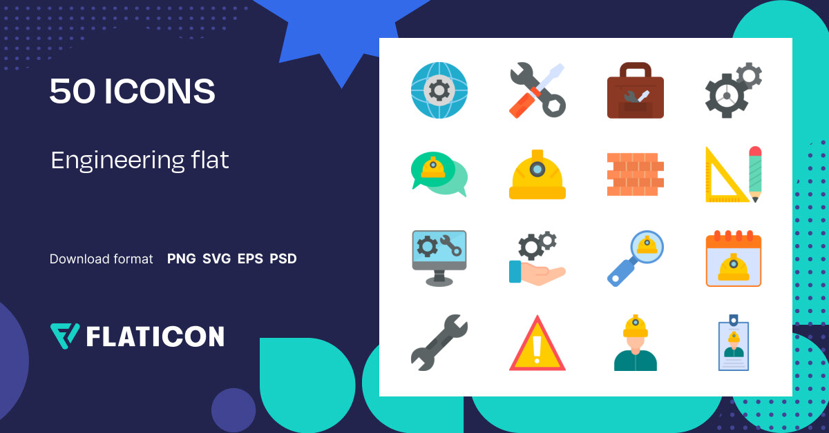 Engineering flat Icon Pack | 50 .SVG Icons