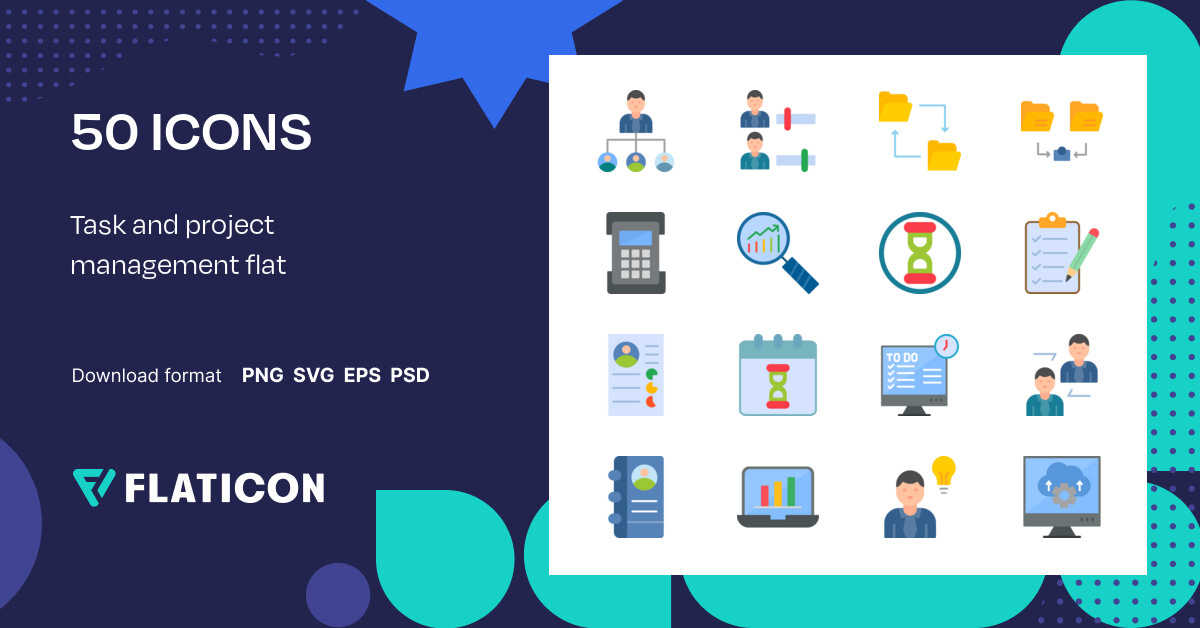 Task and project management flat Icon Pack | 50 .SVG Icons