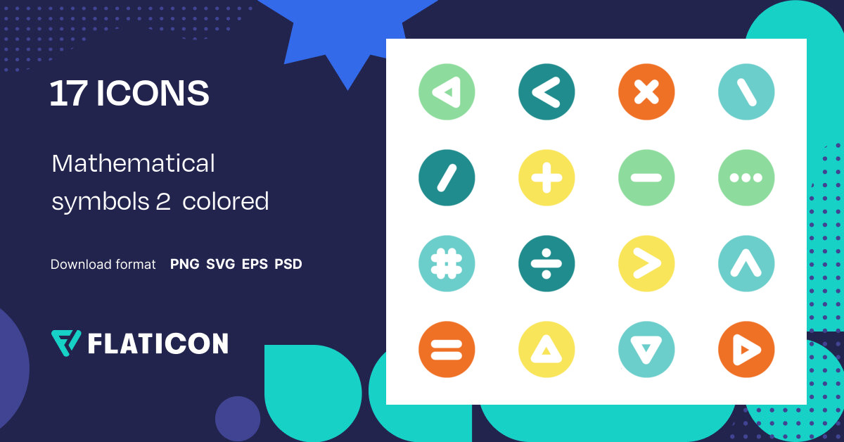 Mathematical symbols 2 colored Icon Pack | 17 .SVG Icons
