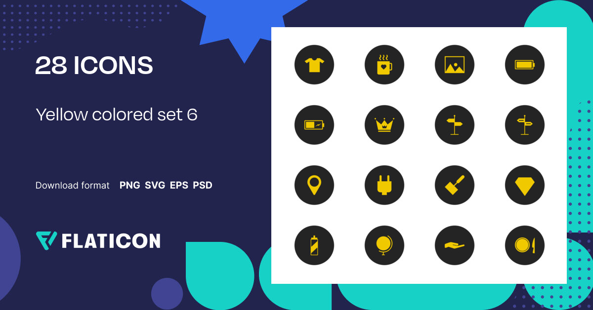 Yellow colored set 6 Icon Pack | 28 .SVG Icons