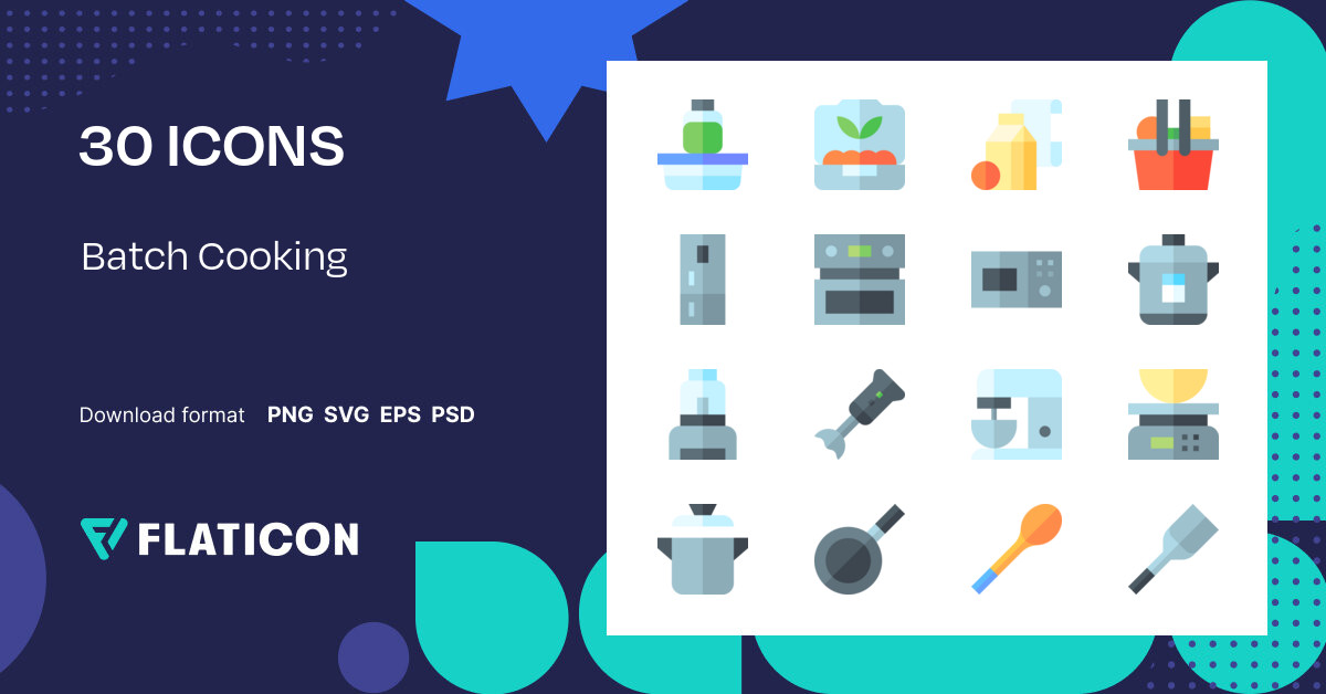 Batch Cooking Icon Pack | Flat | 30 .SVG Icons