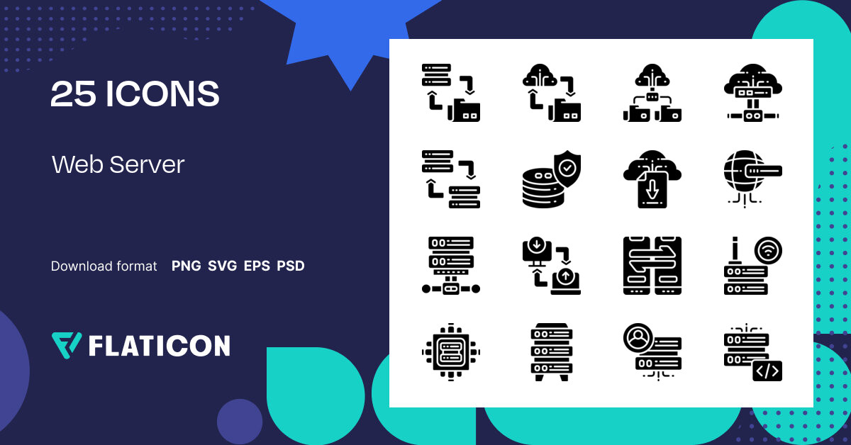 Web Server Icon Pack | Black fill | 25 .SVG Icons
