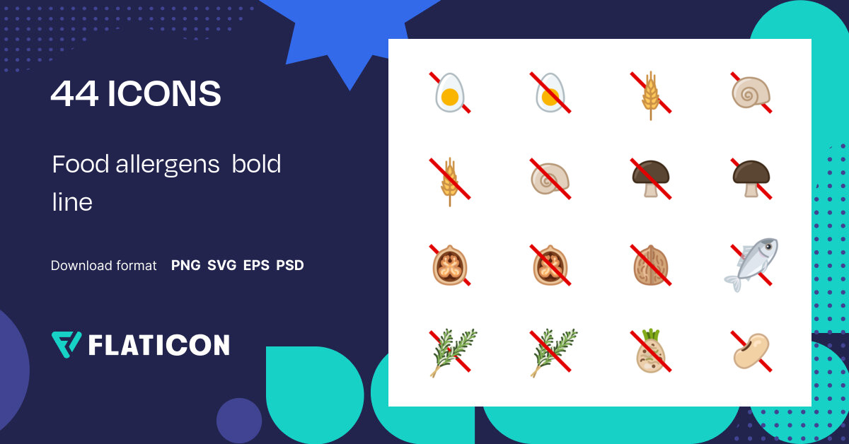 Food allergens bold line Icon Pack | 44 .SVG Icons