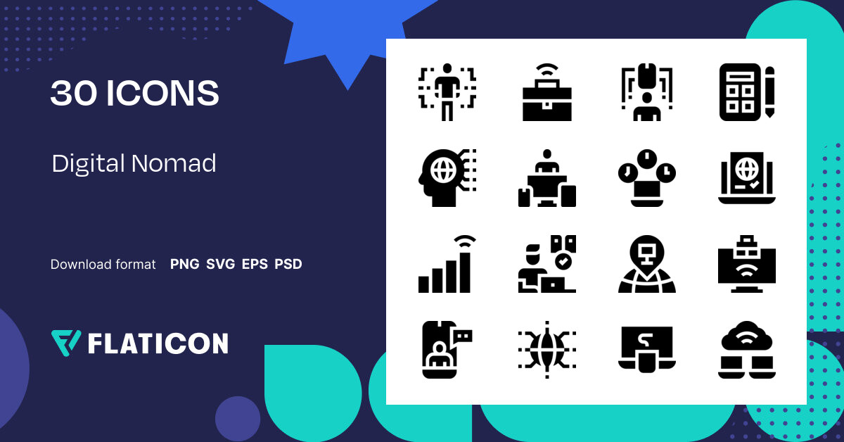 Digital Nomad Icon Pack | Filled | 30 .SVG Icons