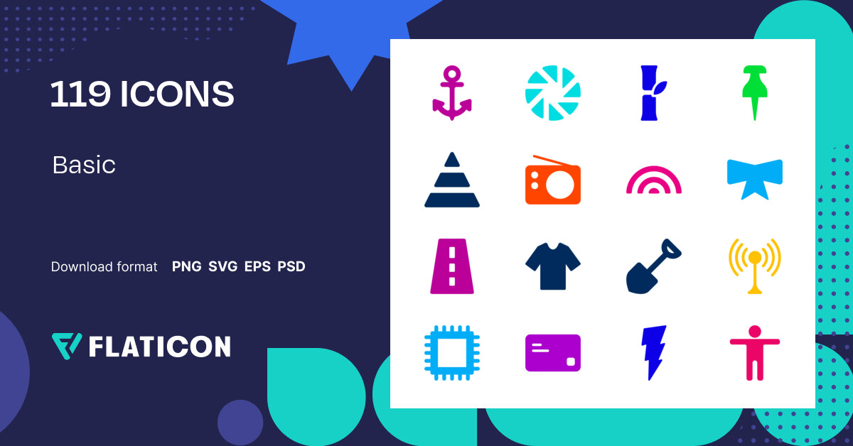Basic Icon Pack | Color fill | +115 .SVG Icons