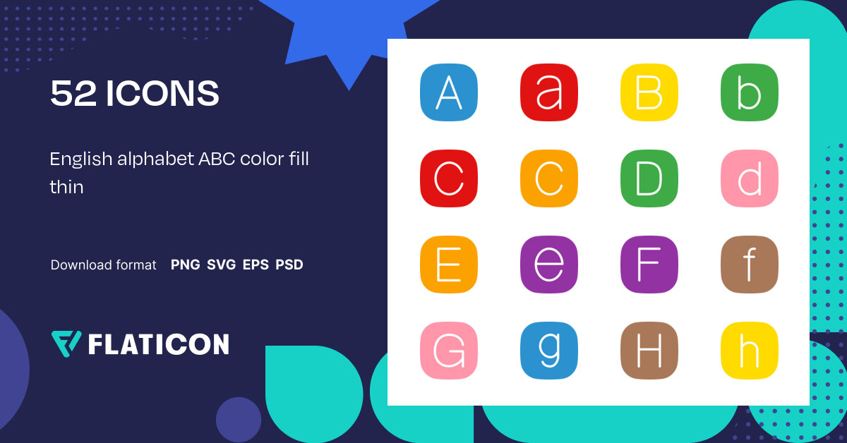 Pack de iconos English alphabet abc color fill thin | Color fill | 52 ...