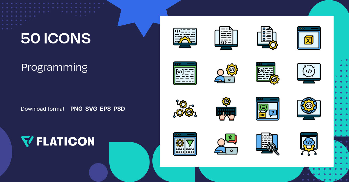 Programming Icon Pack | Color lineal-color | 50 .SVG Icons
