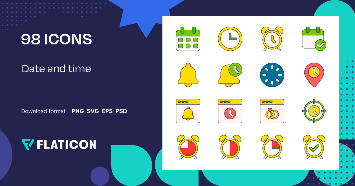 Date and time Icon Pack | Color lineal-color | 98 .SVG Icons