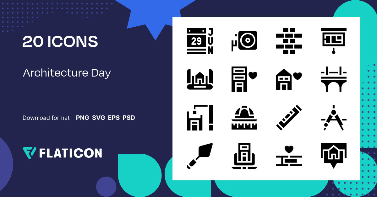 Architecture Day Icon Pack | Filled | 20 .SVG Icons