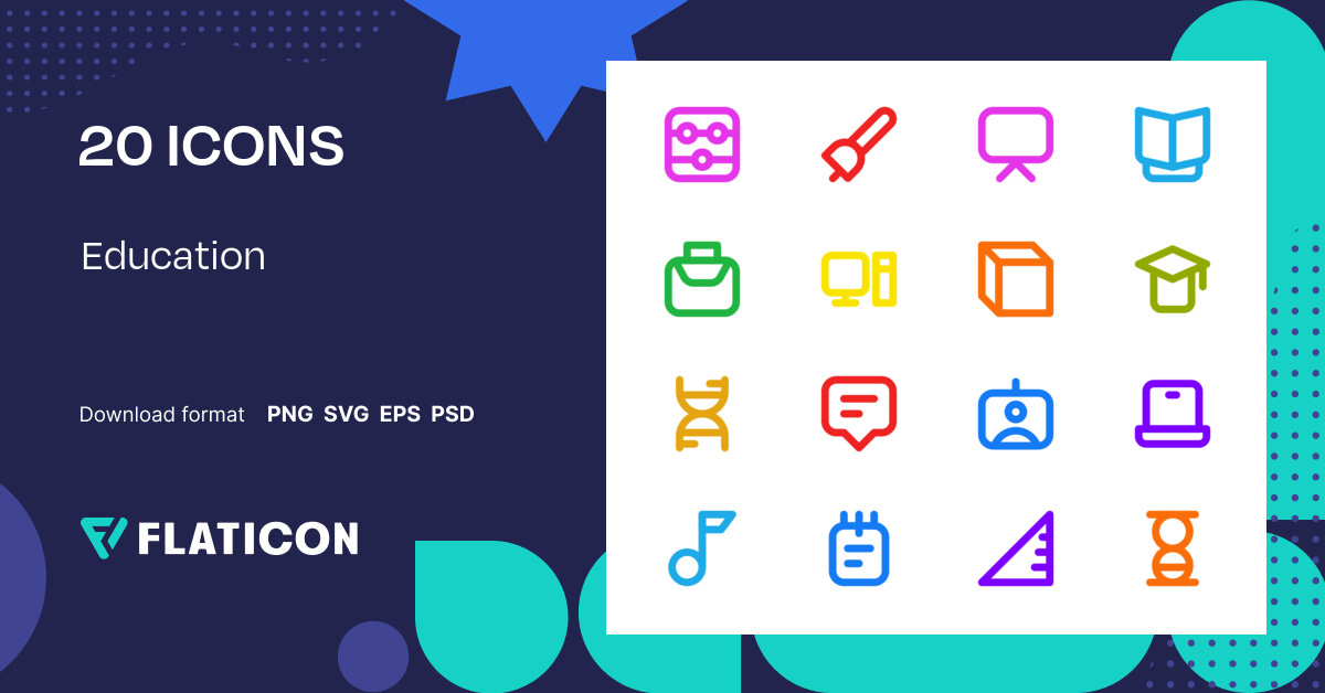 Education Icon Pack | Color outline | 20 .SVG Icons