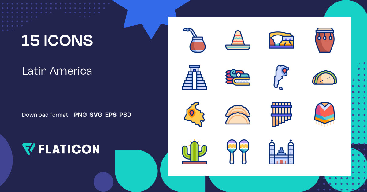 Latin America Icon Pack | Lineal Color | 15 .SVG Icons