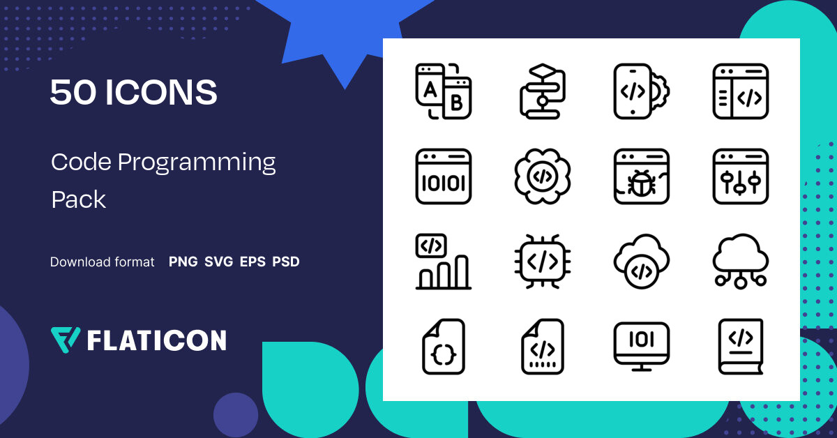 Pack de iconos Code programming pack | Black outline | 50 Iconos .SVG
