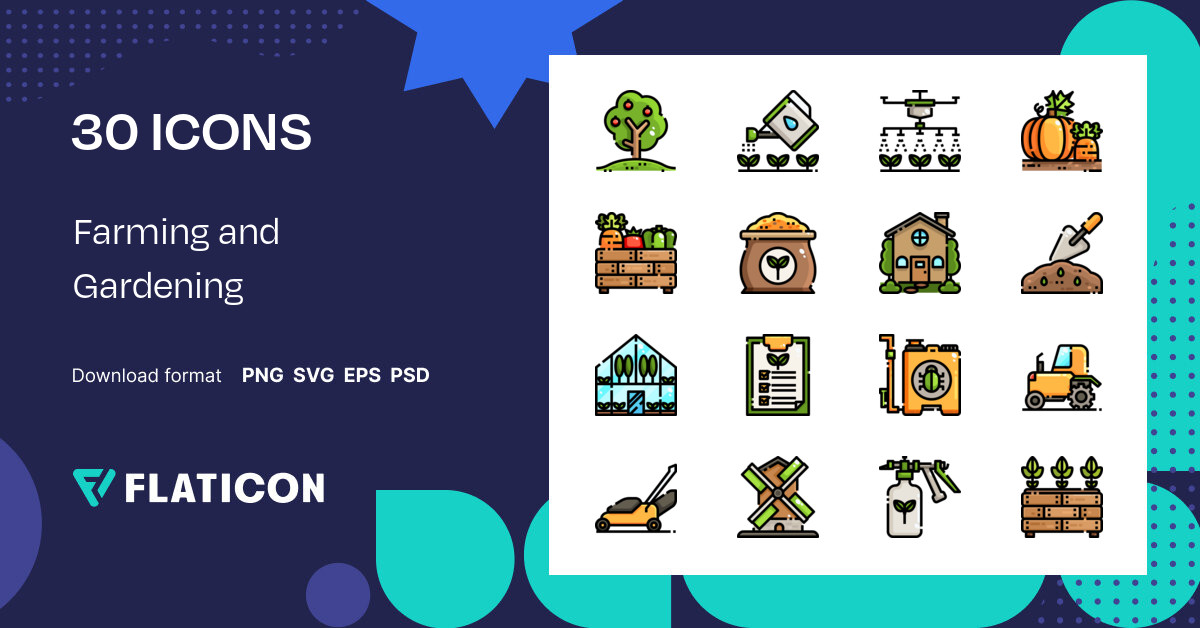 Farming and Gardening Icon Pack | Lineal Color | 30 .SVG Icons