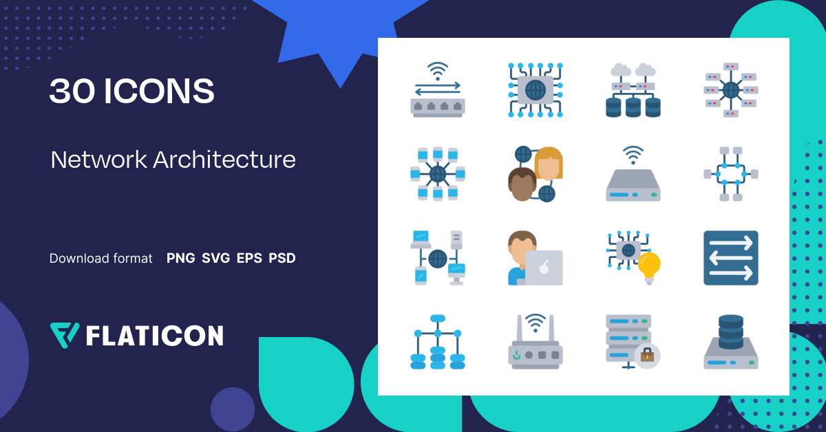 Network Architecture Icon Pack | Flat | 30 .SVG Icons
