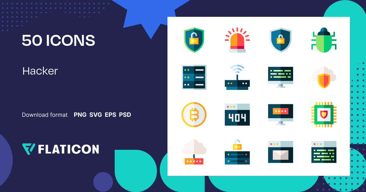 Pack de iconos Hacker | Flat | 50 Iconos .SVG