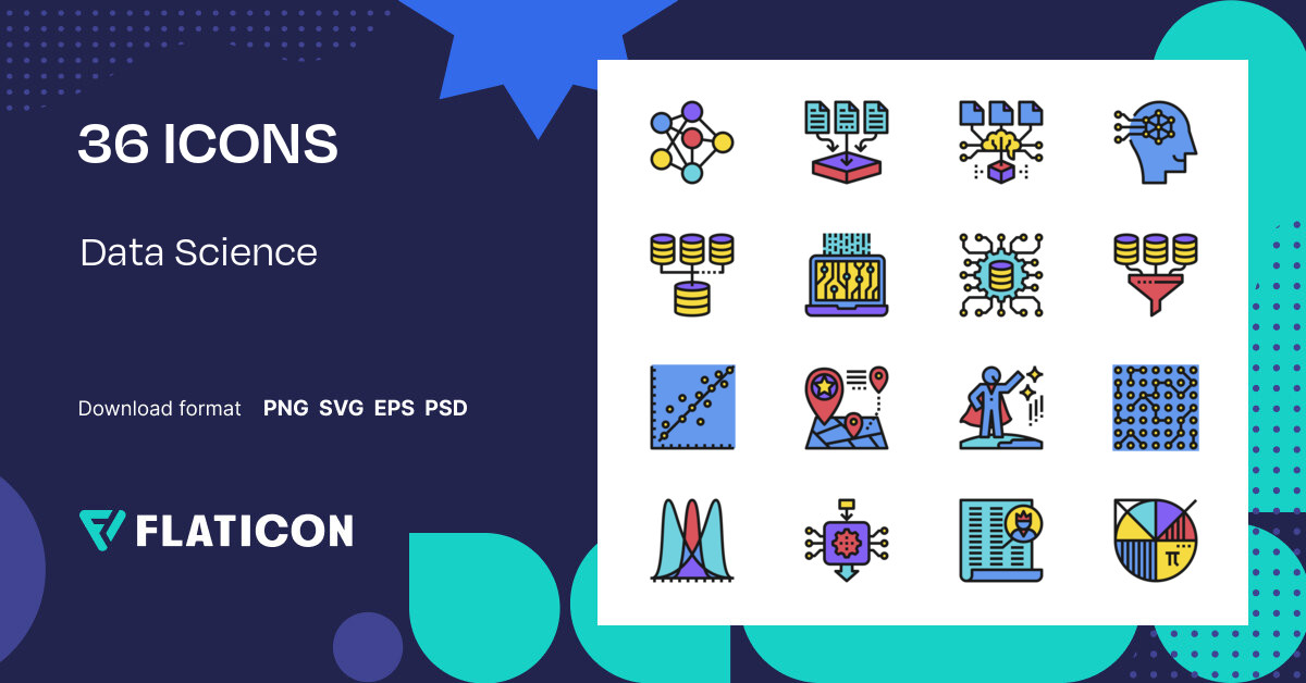 Data Science Icon Pack | Lineal color | 36 .SVG Icons