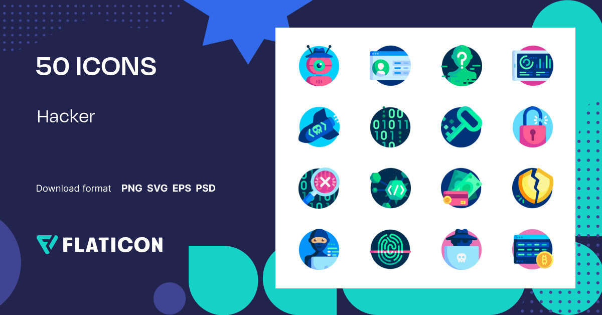 Hacker Icon Pack | Flat | 50 .SVG Icons
