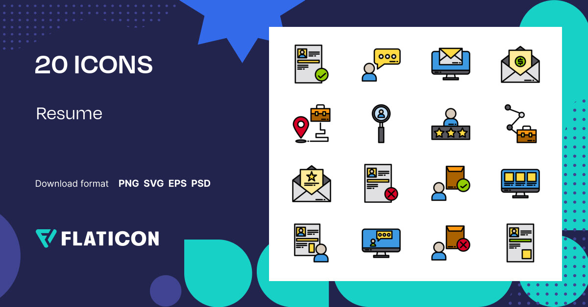 Resume Icon Pack | Lineal Color | 20 .SVG Icons