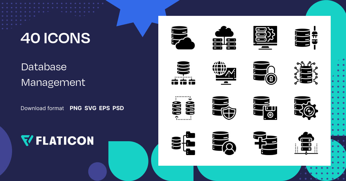 Database Management Icon Pack | Fill | 40 .SVG Icons