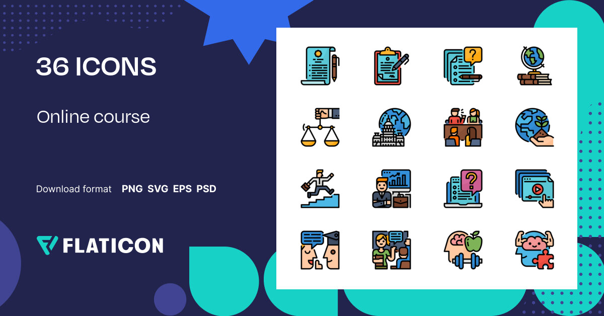 Online course Icon Pack | Lineal Color | 36 .SVG Icons