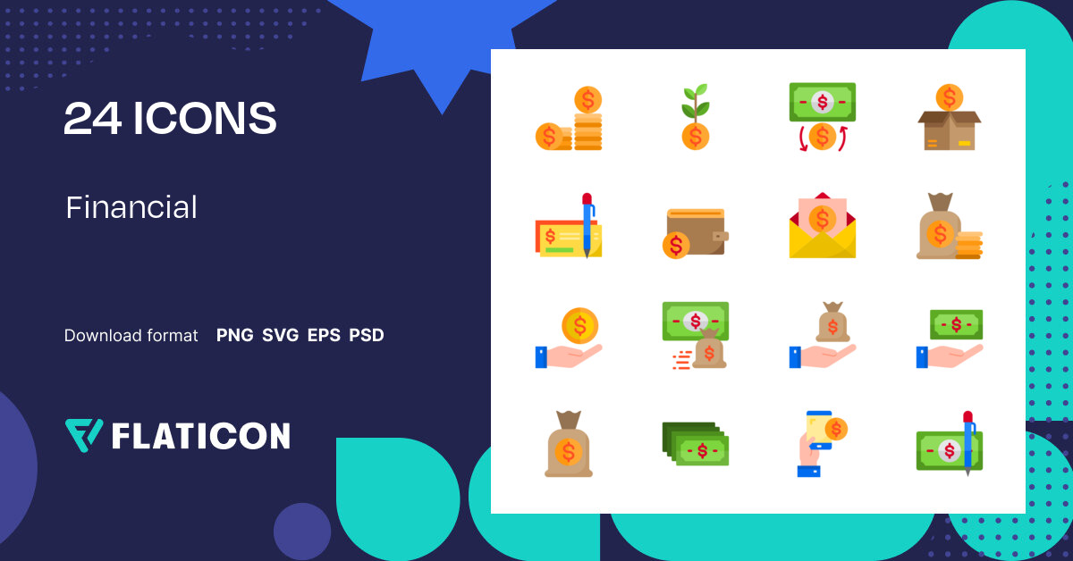 Financial Icon Pack | Flat | 24 .SVG Icons