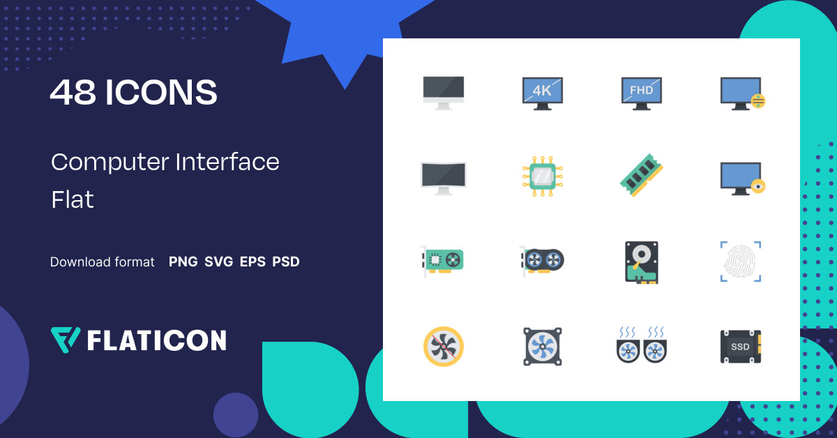 Computer Interface Flat Icon Pack | Flat | 48 .SVG Icons