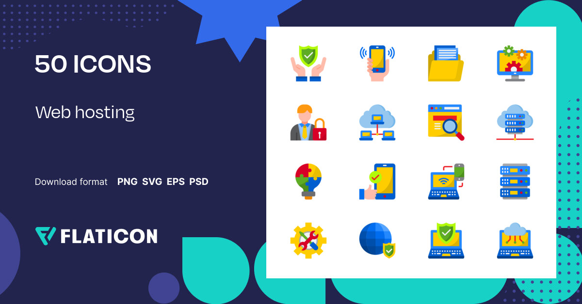 Web hosting Icon Pack | Flat | 50 .SVG Icons