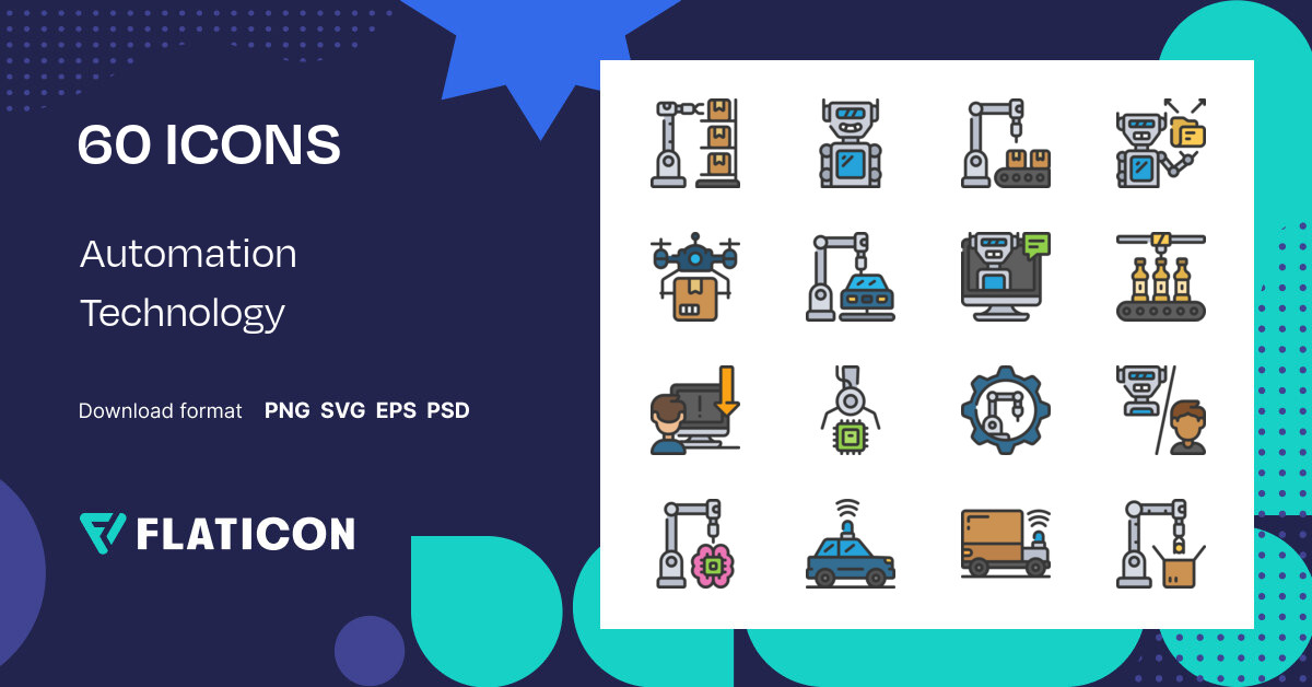 Automation Technology Icon Pack | Soft-fill | 60 .SVG Icons