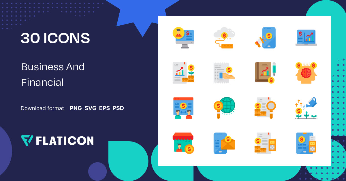Business And Financial Icon Pack | Flat | 30 .SVG Icons