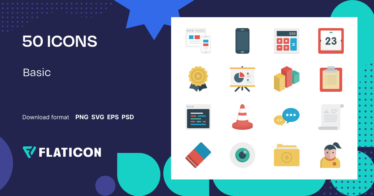 Basic Icon Pack | Flat | 50 .SVG Icons
