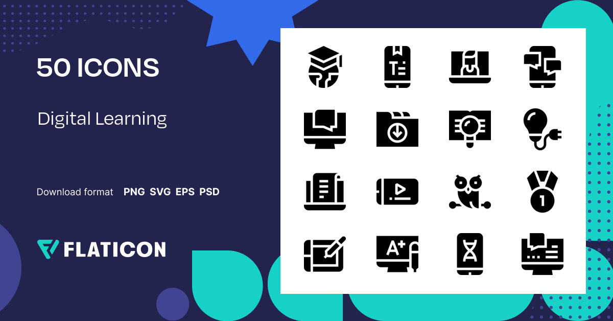 Digital Learning Icon Pack | Filled | 50 .SVG Icons