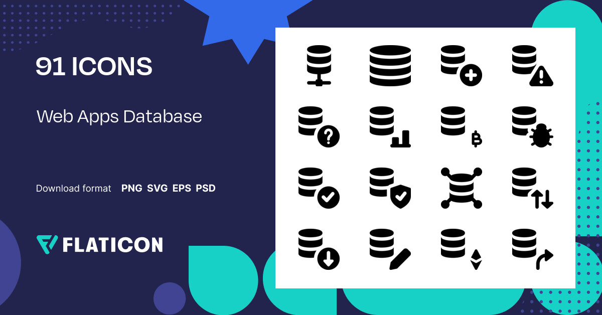 Web Apps Database Icon Pack | Filled | 91 .SVG Icons