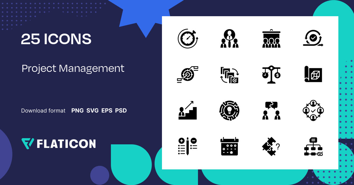 Project Management Icon Pack | Glyph | 25 .SVG Icons