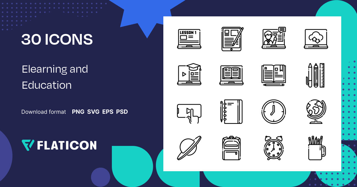 Elearning and Education Icon Pack | Lineal | 30 .SVG Icons
