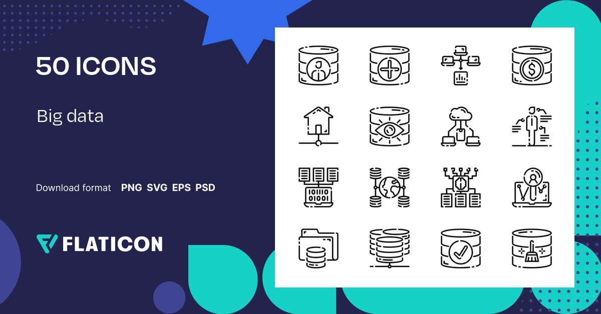 Big data Icon Pack | Detailed Outline | 50 .SVG Icons