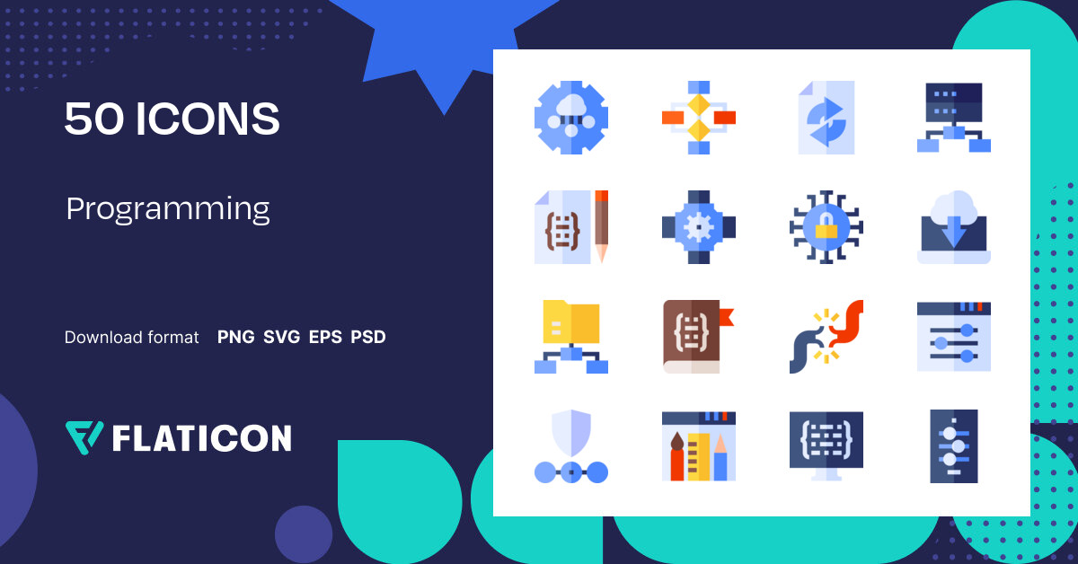 Programming Icon Pack | Flat | 50 .SVG Icons