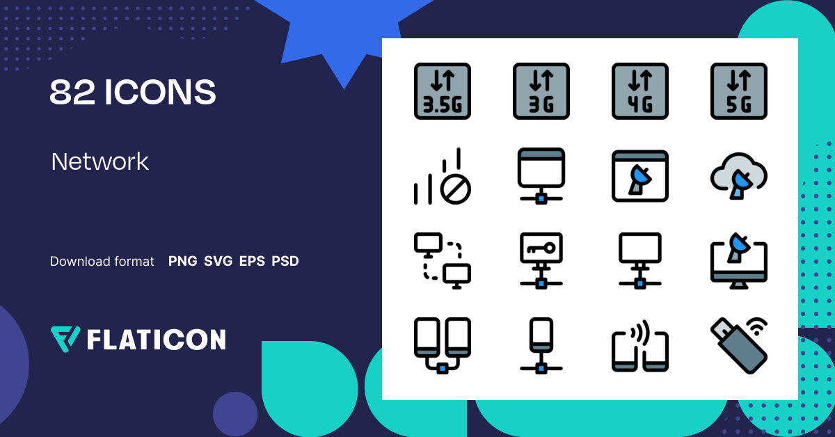 Network Icon Pack | Lineal Color | 82 .SVG Icons