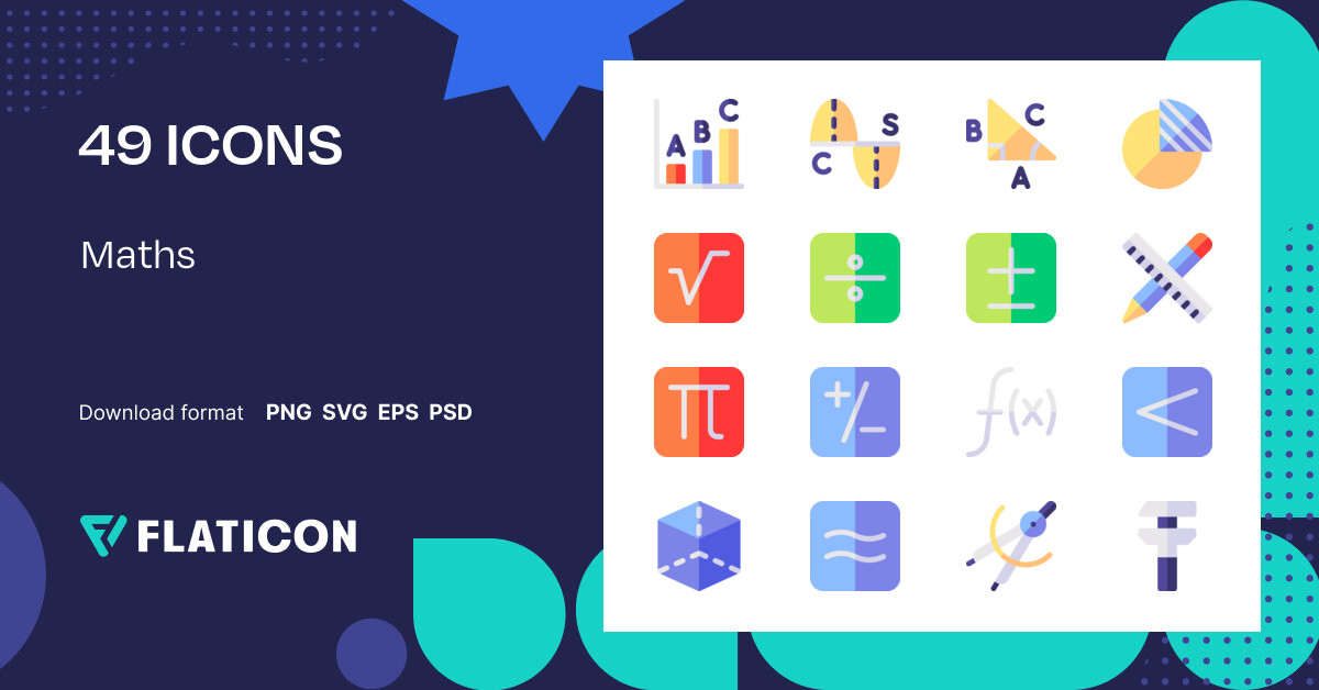 Maths Icon Pack | Flat | 50 .SVG Icons