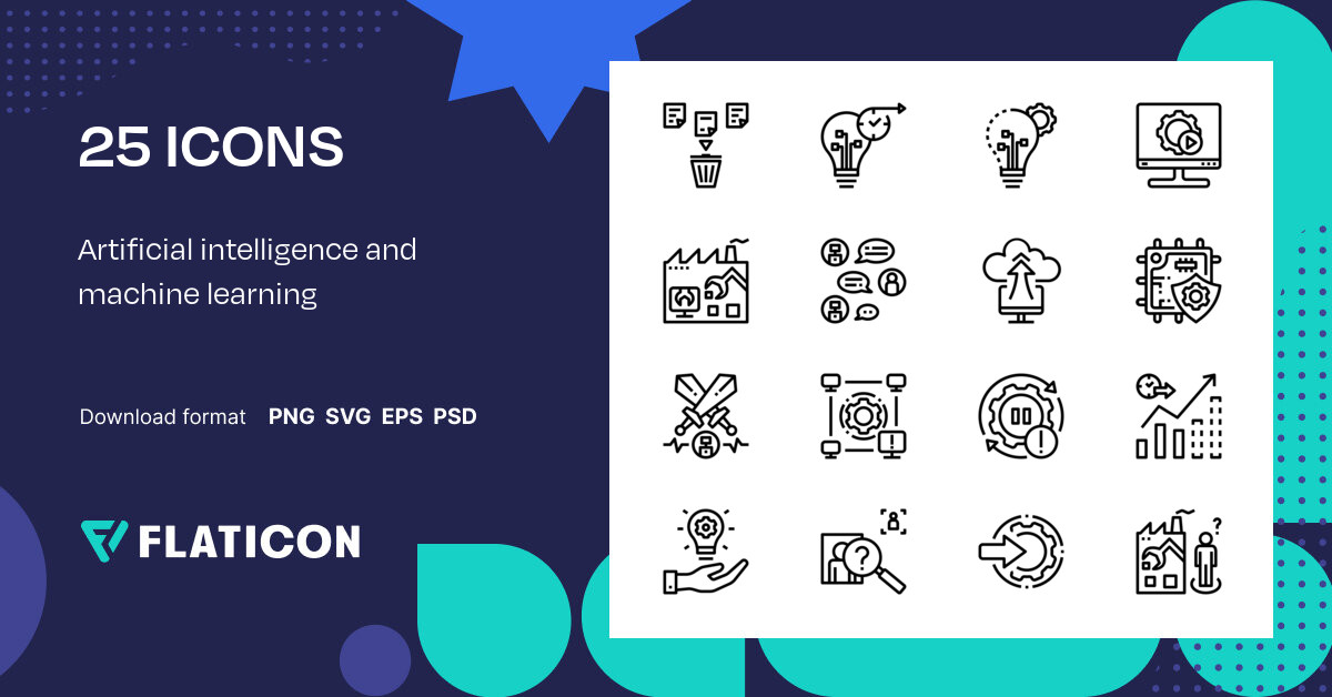 Artificial intelligence and machine learning Icon Pack | Detailed ...