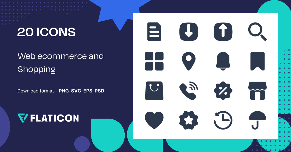 Web ecommerce and Shopping Icon Pack | Glyph | 20 .SVG Icons