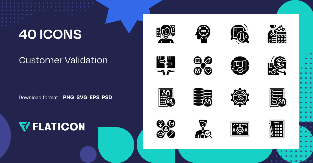 Customer Validation Icon Pack | Glyph | 40 .SVG Icons