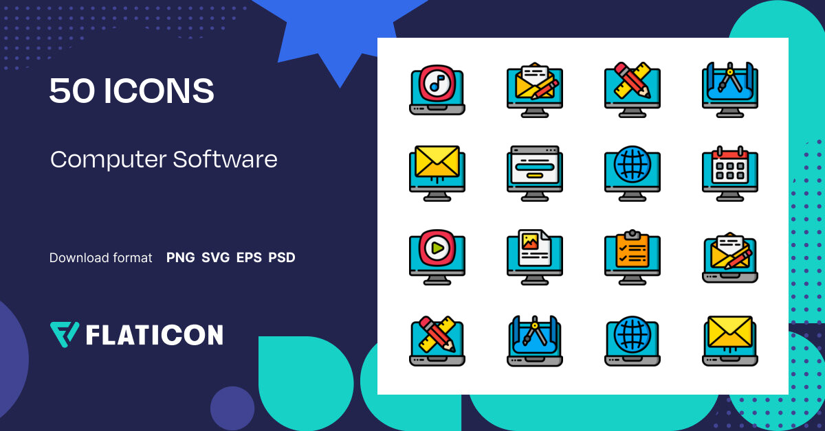 Computer Software Icon Pack | Lineal Color | 50 .SVG Icons