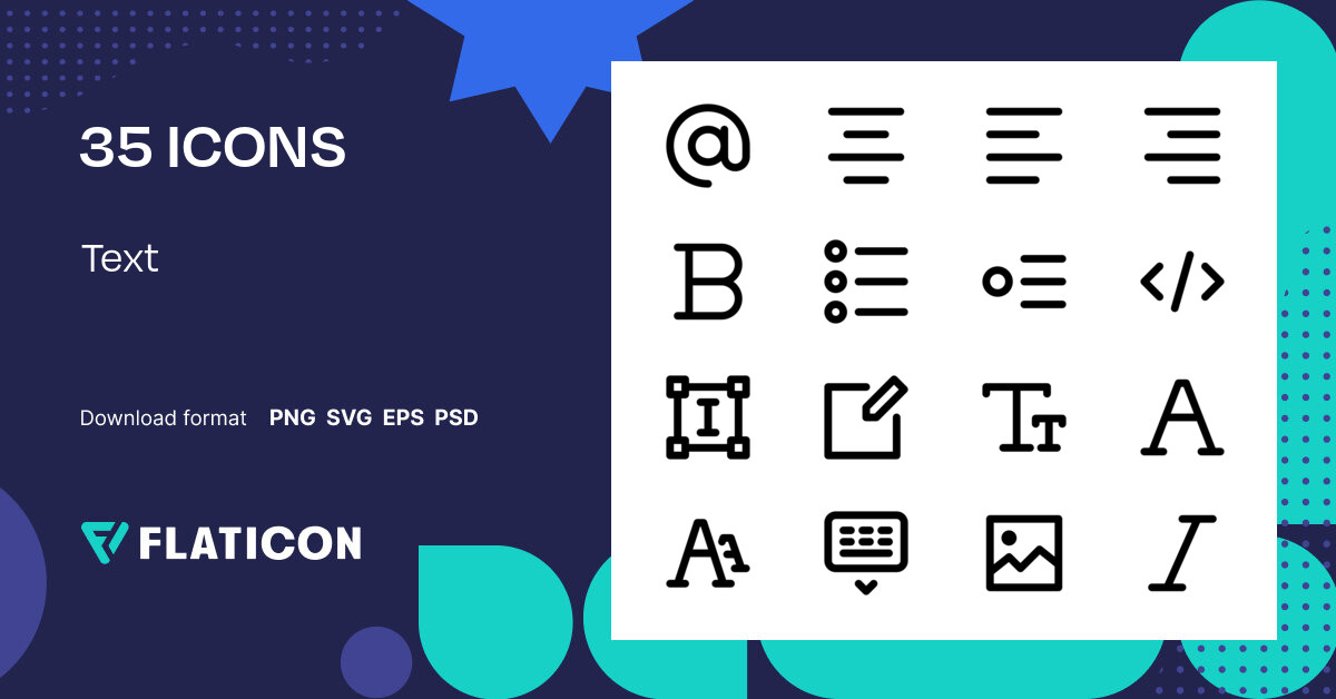 Text Icon Pack | Basic Outline | 35 .SVG Icons