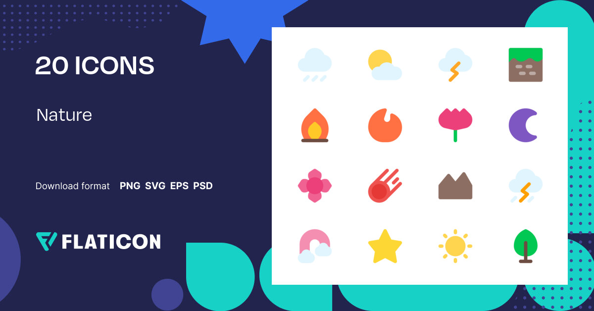 Nature Icon Pack | Flat | 20 .SVG Icons