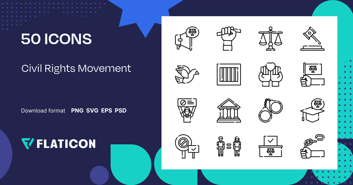 Civil Rights Movement Icon Pack | Lineal | 50 .SVG Icons