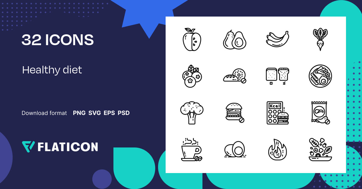 Healthy diet Icon Pack | Lineal | 32 .SVG Icons