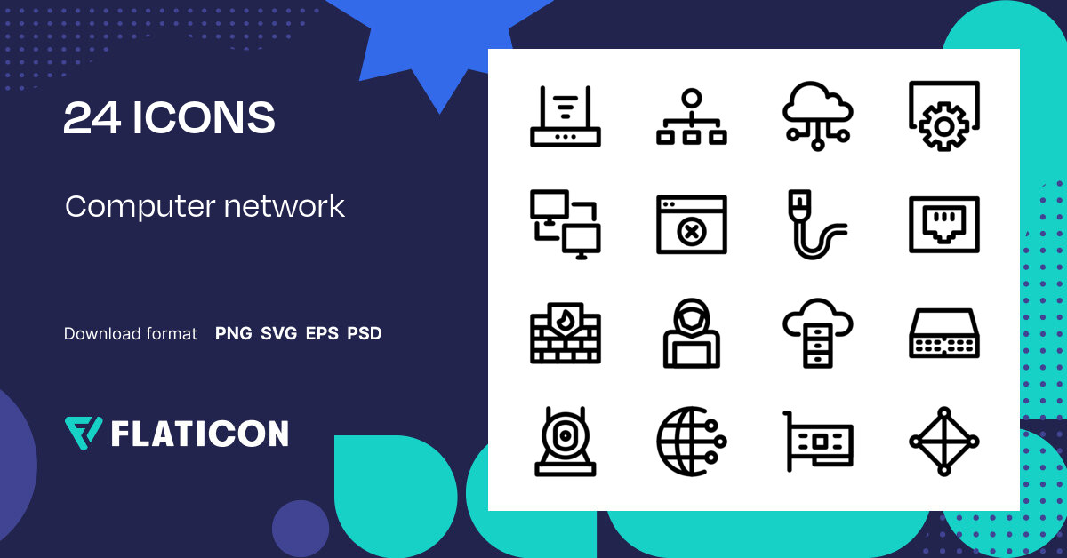 Computer network Icon Pack | Basic Outline | 24 .SVG Icons