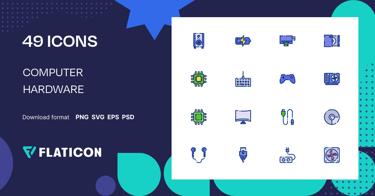 COMPUTER HARDWARE Icon Pack | Lineal Color | 50 .SVG Icons