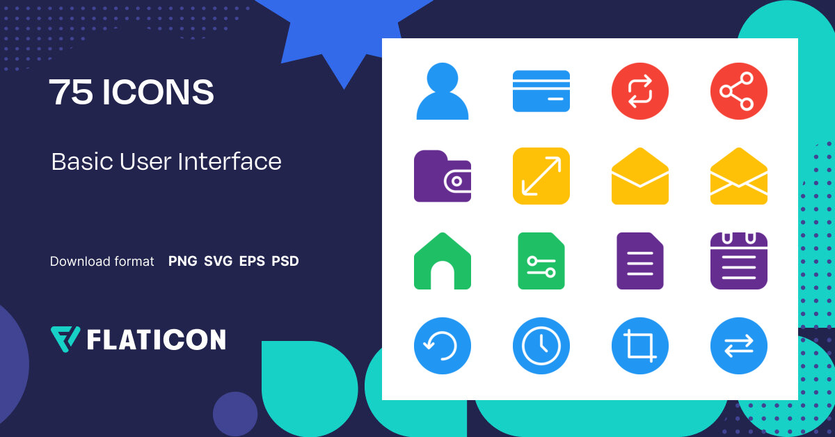 Basic User Interface Icon Pack | Flat | 75 .SVG Icons